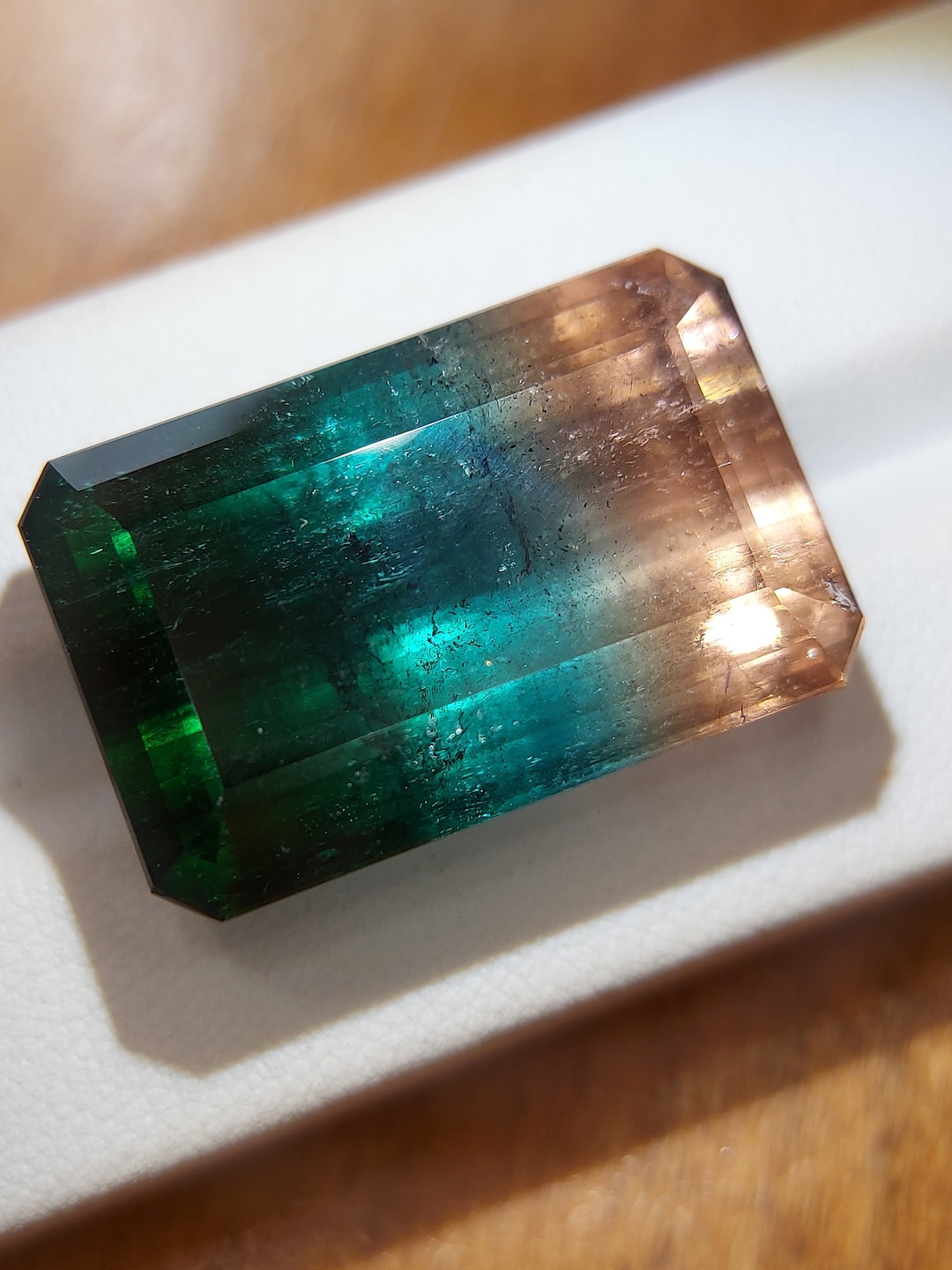 Giant Tri Color Tourmaline Gemstone Faceted Natural Multi Color ...