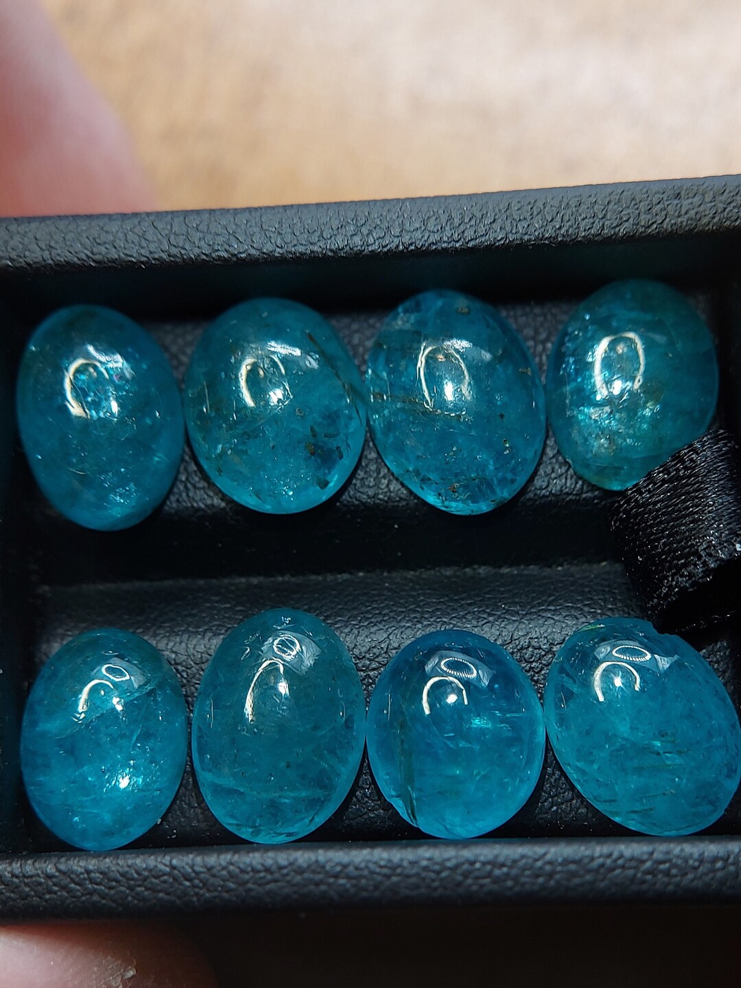 8 Glowing Apatite Gemstones - Natural Neon Blue Apatite Cabochon 53.25 ...