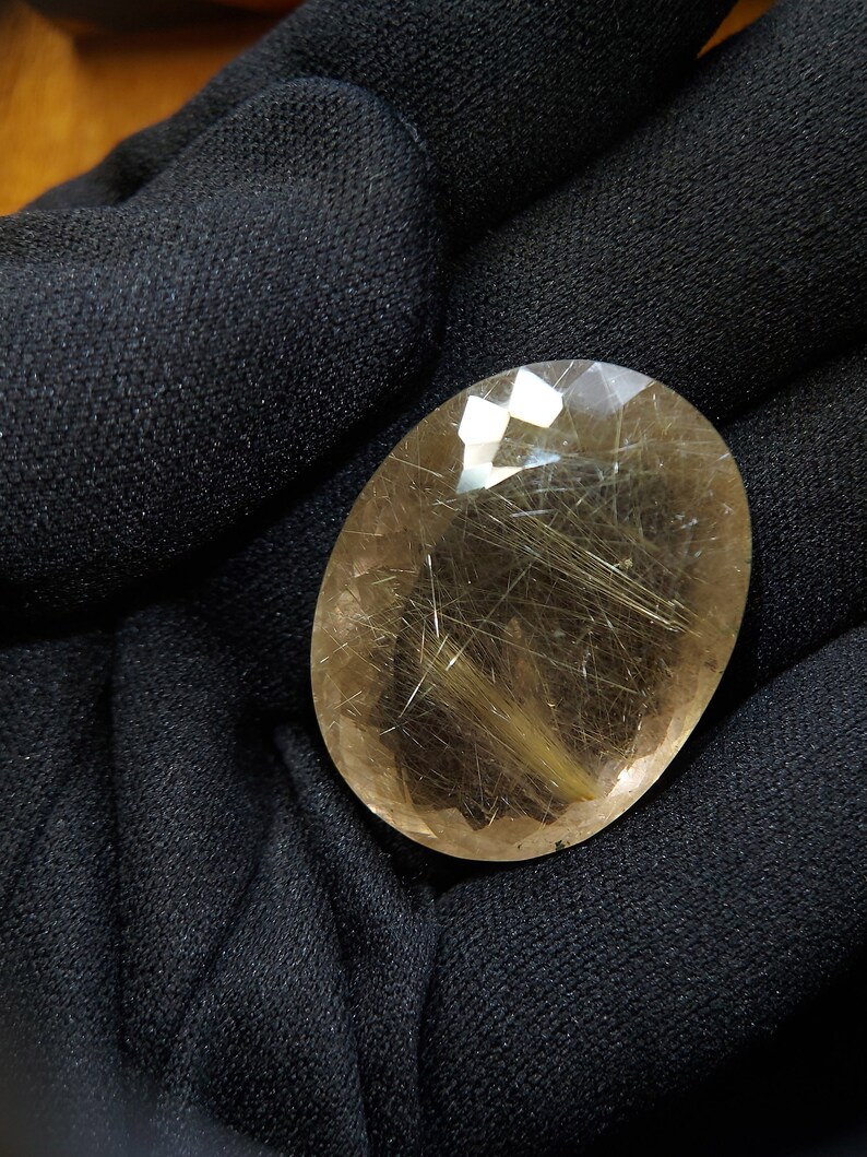 Massive Rutilated Quartz Gemstone - Faceted Natural Golden Rutile ...