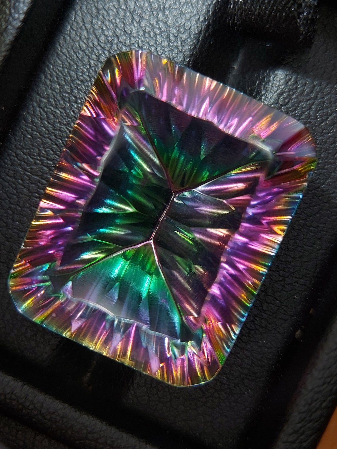 Jumbo Sized Mystic Quartz Gemstone - Faceted Natural Rainbow Quartz 46. ...