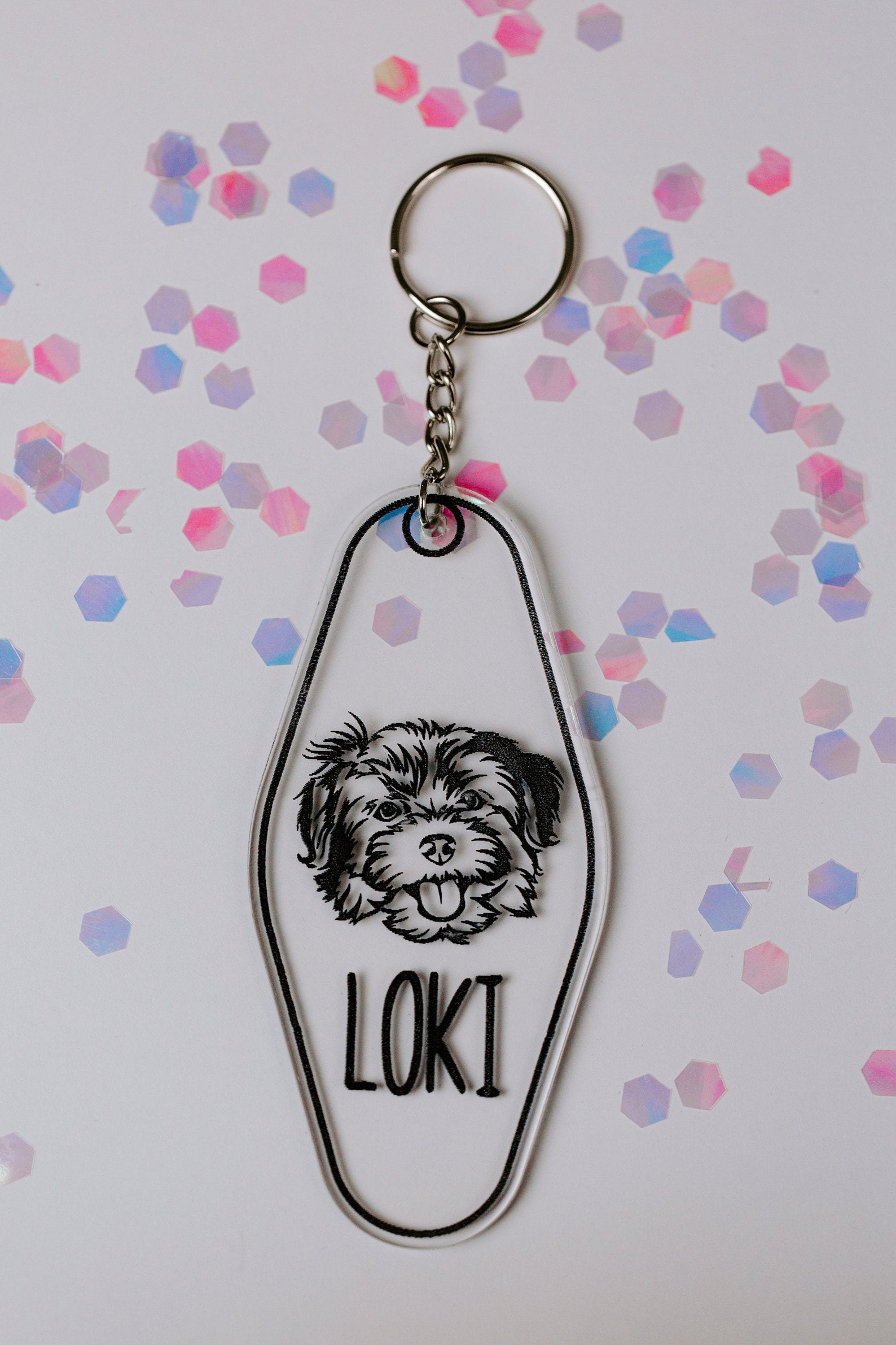 Custom Dog Key Chain Personalized Dog Key Tag Retro Hotel | Etsy