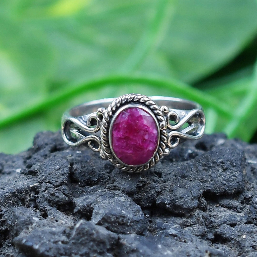 Red Ruby Ring, 925 Sterling Silver, Statement Ring, Ruby Gemstone, Boho ...