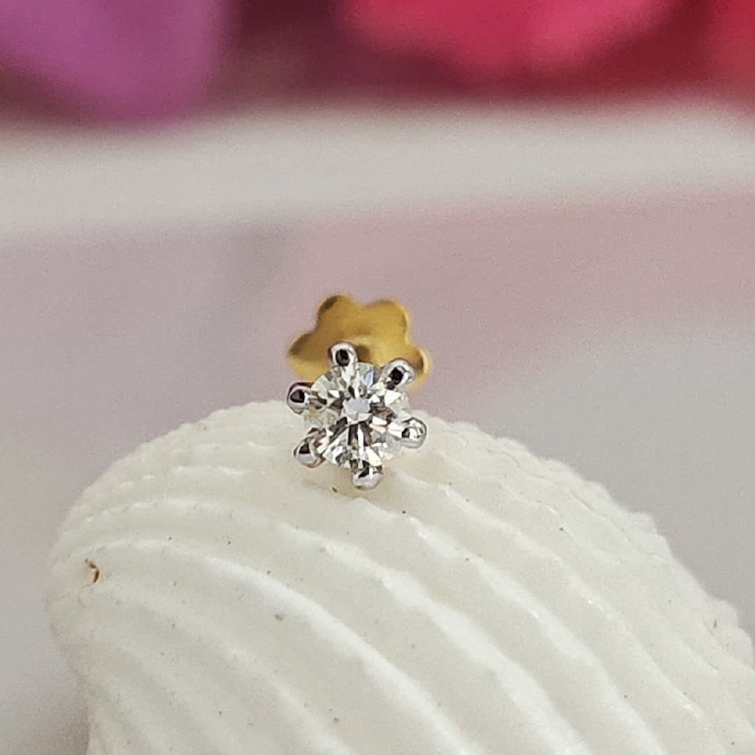 Certified Moissanite Nose Pin, 3MM Round Solitaire Nose Pin, 925 ...