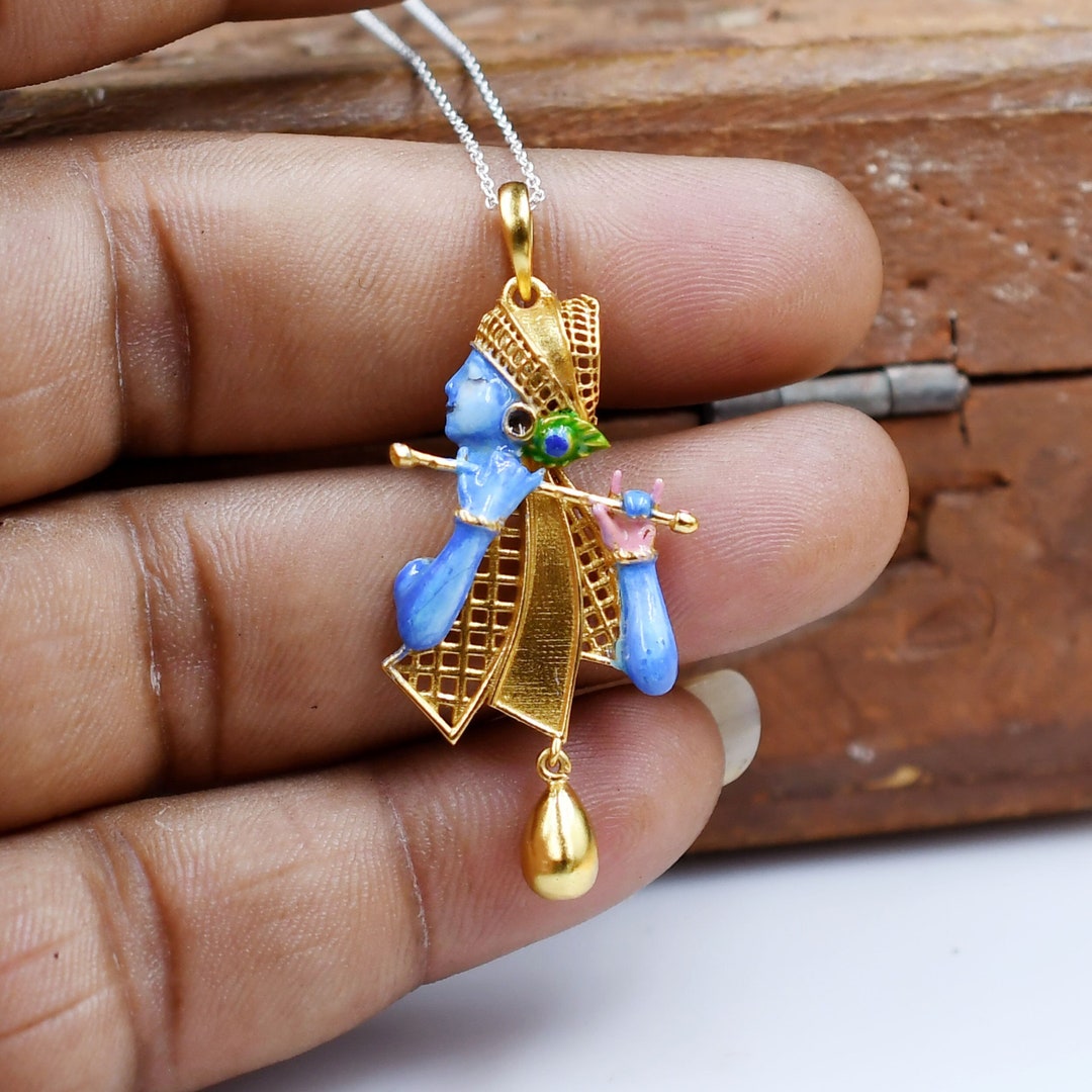 Krishna Pendant, Beautiful Enamel Pendant, Inspired by Lord Krishna ...