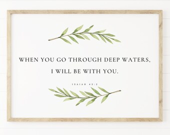 When You Go Through Deep Waters Bible Verse Poster - Etsy