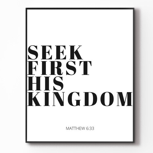 Seek First His Kingdom Matthew 6:33 Christian Wall Art | Etsy Singapore