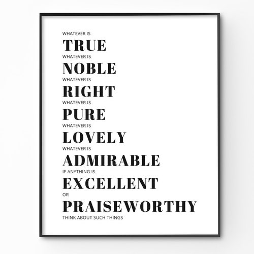 Philippians 4 8 Sign Whatever is True Wall Art Printable - Etsy