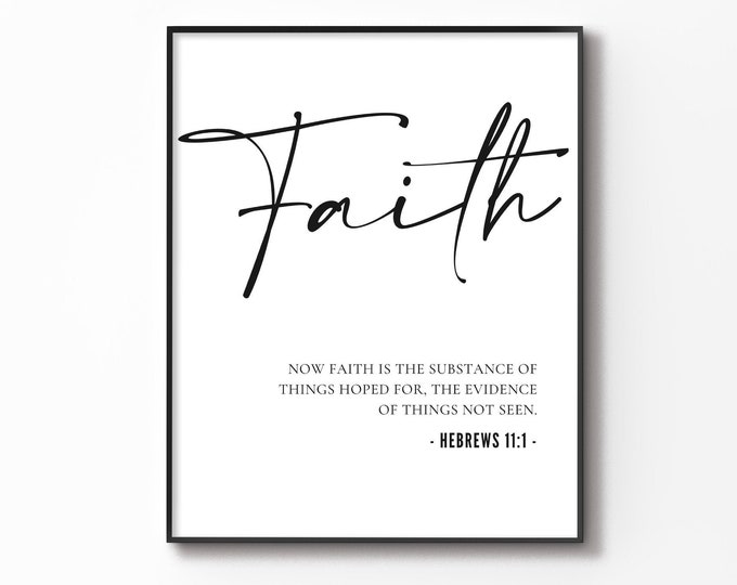 Hebrews 11:1 Scripture Print, Bible Verse Quote Poster Wall Art, Modern ...