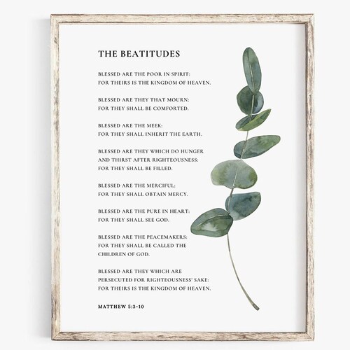 The Beatitudes Matthew 5:3-10 Christian Blessings Wall Art - Etsy
