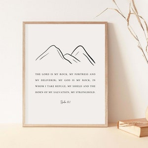 Psalm 18:2 the Lord is My Rock Bible Verse Wall Art Mountain Scripture ...