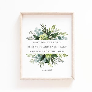 Psalm 27:14 Botanical Print, Christian Nursery Decor (digital Download ...