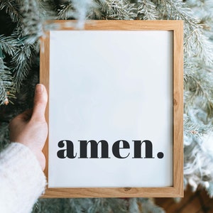 Amen Minimal Print, Modern Christian Wall Art, Typography Bible Verse ...