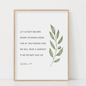 Galatians 6:9 Bible Verse Wall Art Watercolor Botanical Scripture Sign ...