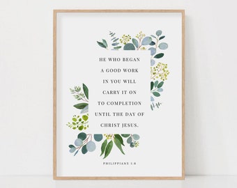 Philippians 1:6 He Who Began a Good Work Christ Jesus Bible - Etsy