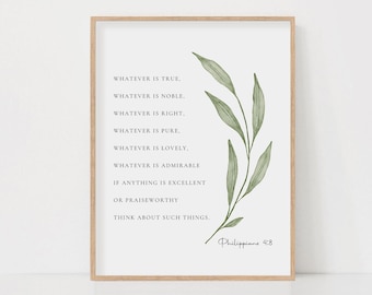 Philippians 4:8 Wall Art, Bible Verse Print, Christian Art, Whatever is ...
