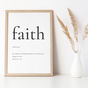 Faith Definition Wall Art Print, Hebrews 11:1 Minimal Christian Wall ...