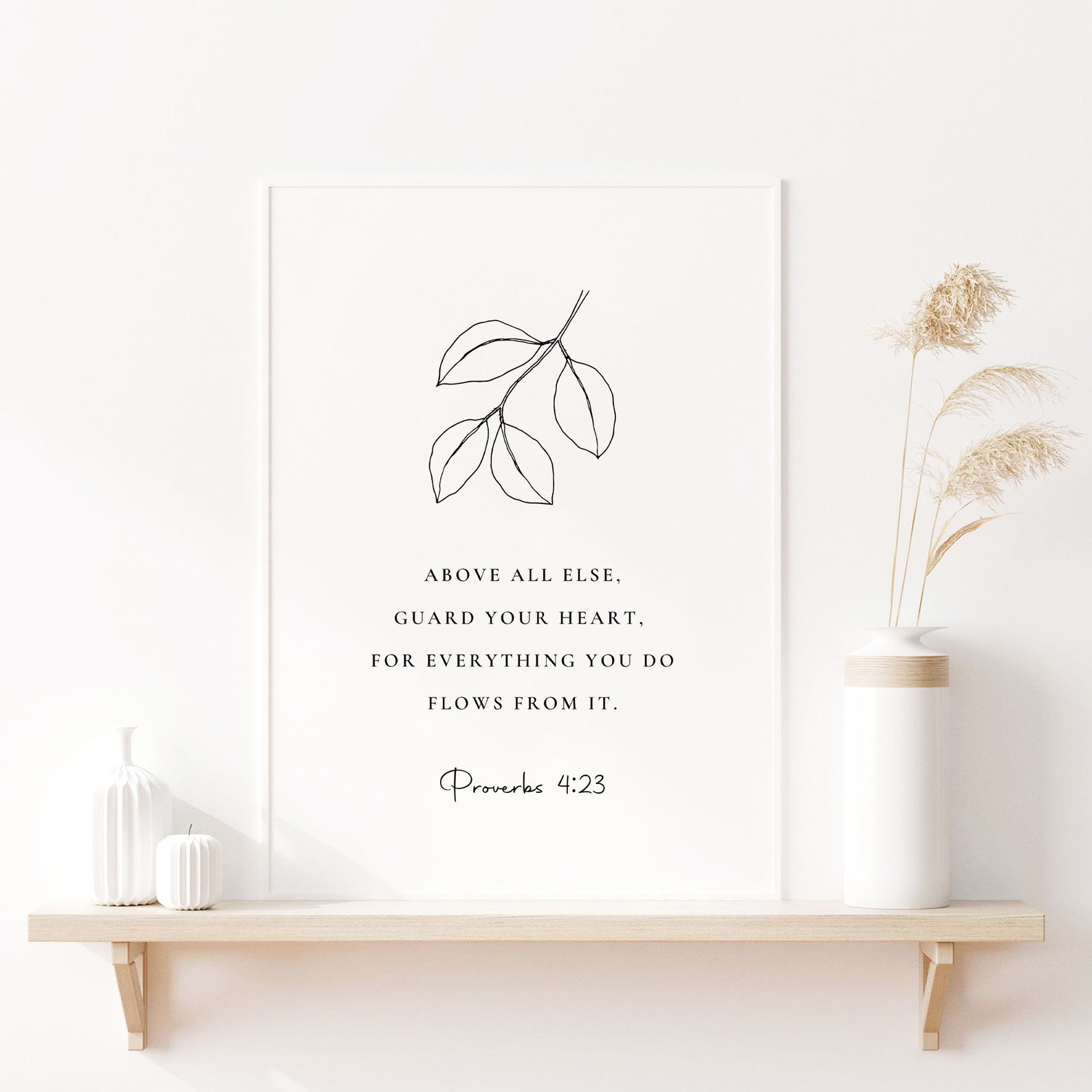 Proverbs 4:23 Wall Art, Bible Verse Wall Art Print, Botanical Scripture ...