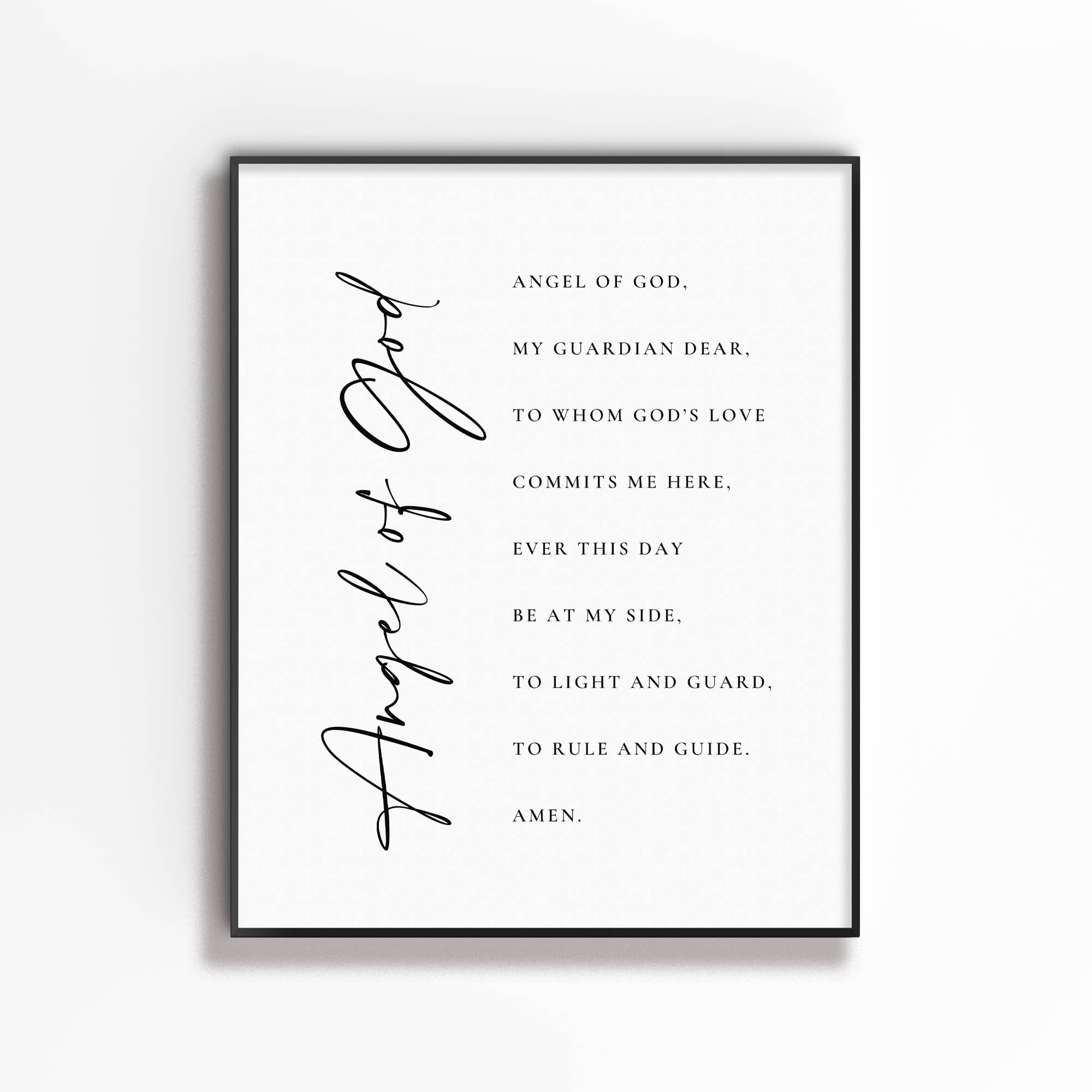 Guardian Angel Prayer Art Print, Christian Wall Decor (digital Download ...