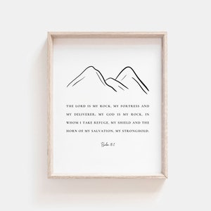 Psalm 18:2 the Lord is My Rock Bible Verse Wall Art Mountain Scripture ...