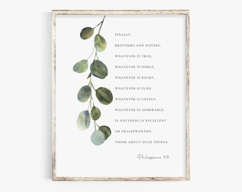 Philippians 4:8 Wall Art, Bible Verse Print, Christian Art, Whatever is ...