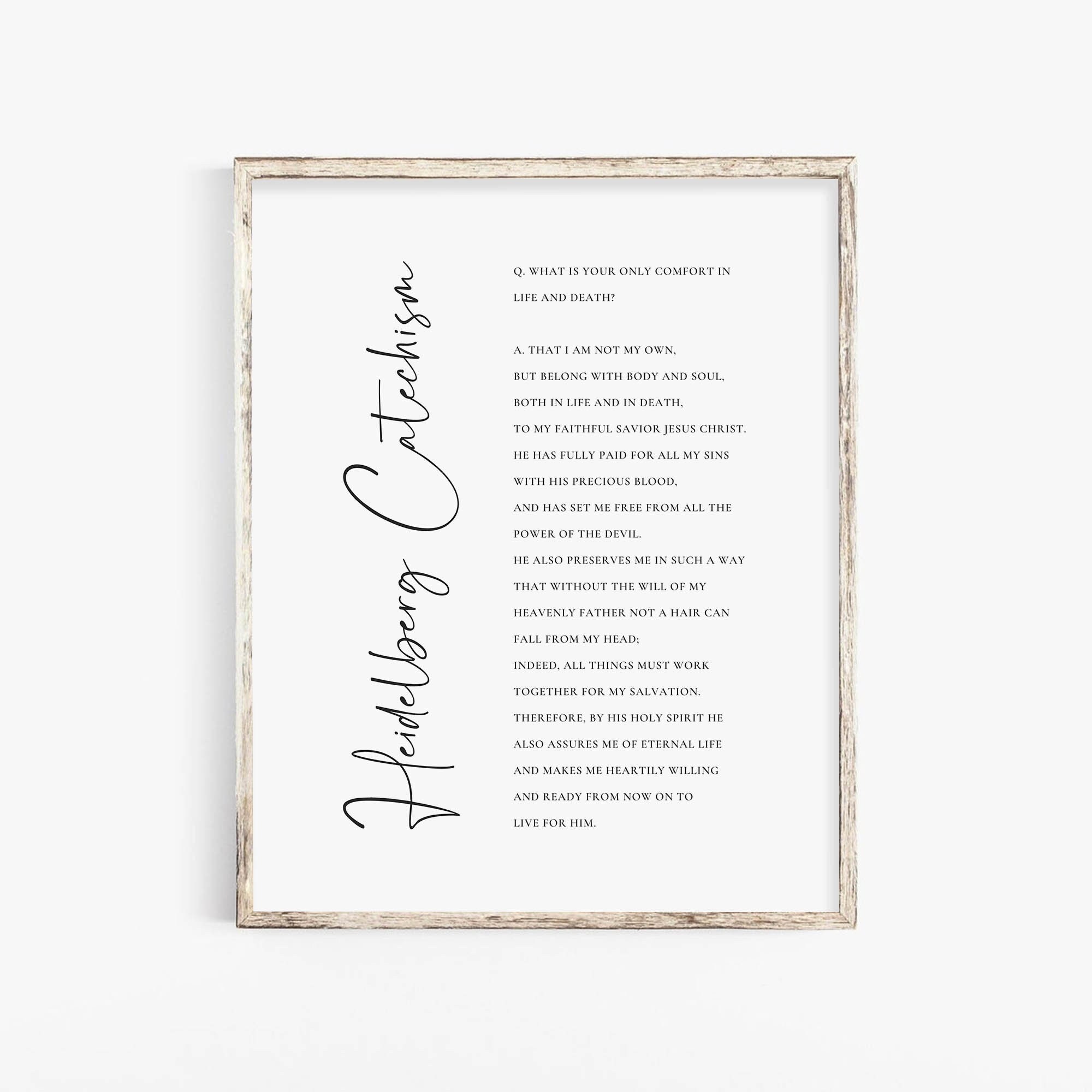 Heidelberg Catechism Question 1 Wall Art Catholic Wall Art - Etsy