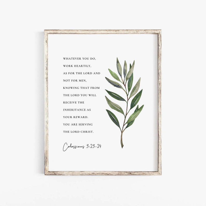 Colossians 3:23-24 Botanical Bible Verse Print (digital Download) - Etsy