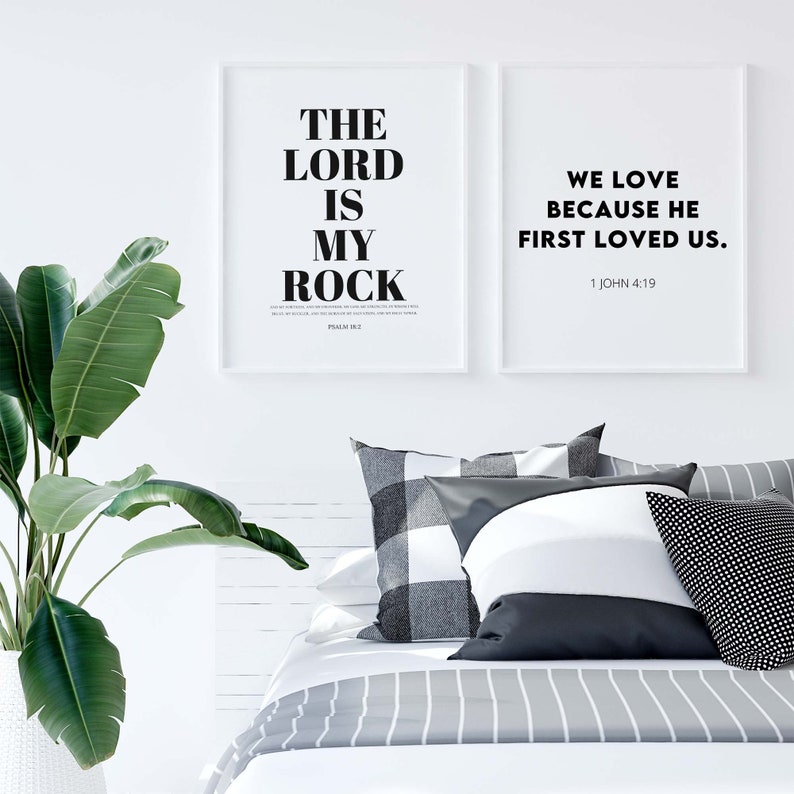 Psalm 18:2 Minimal Christian Wall Art The Lord is my Rock | Etsy