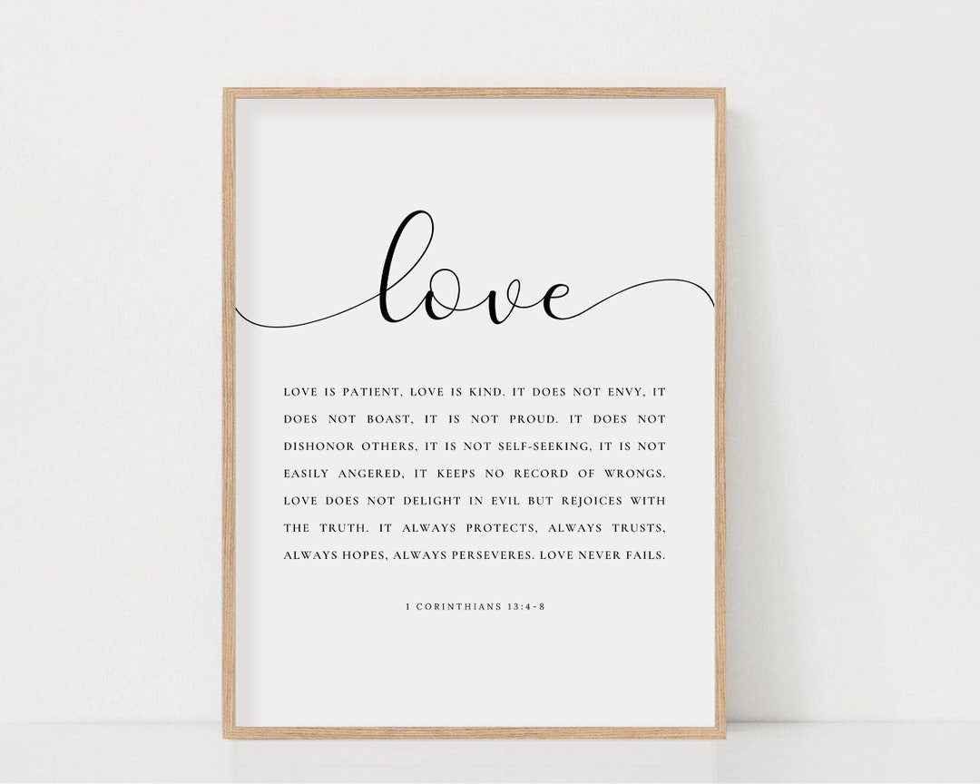 1 Corinthians 13:4-8 Wall Art, Love is Patient Love is Kind Love Never ...