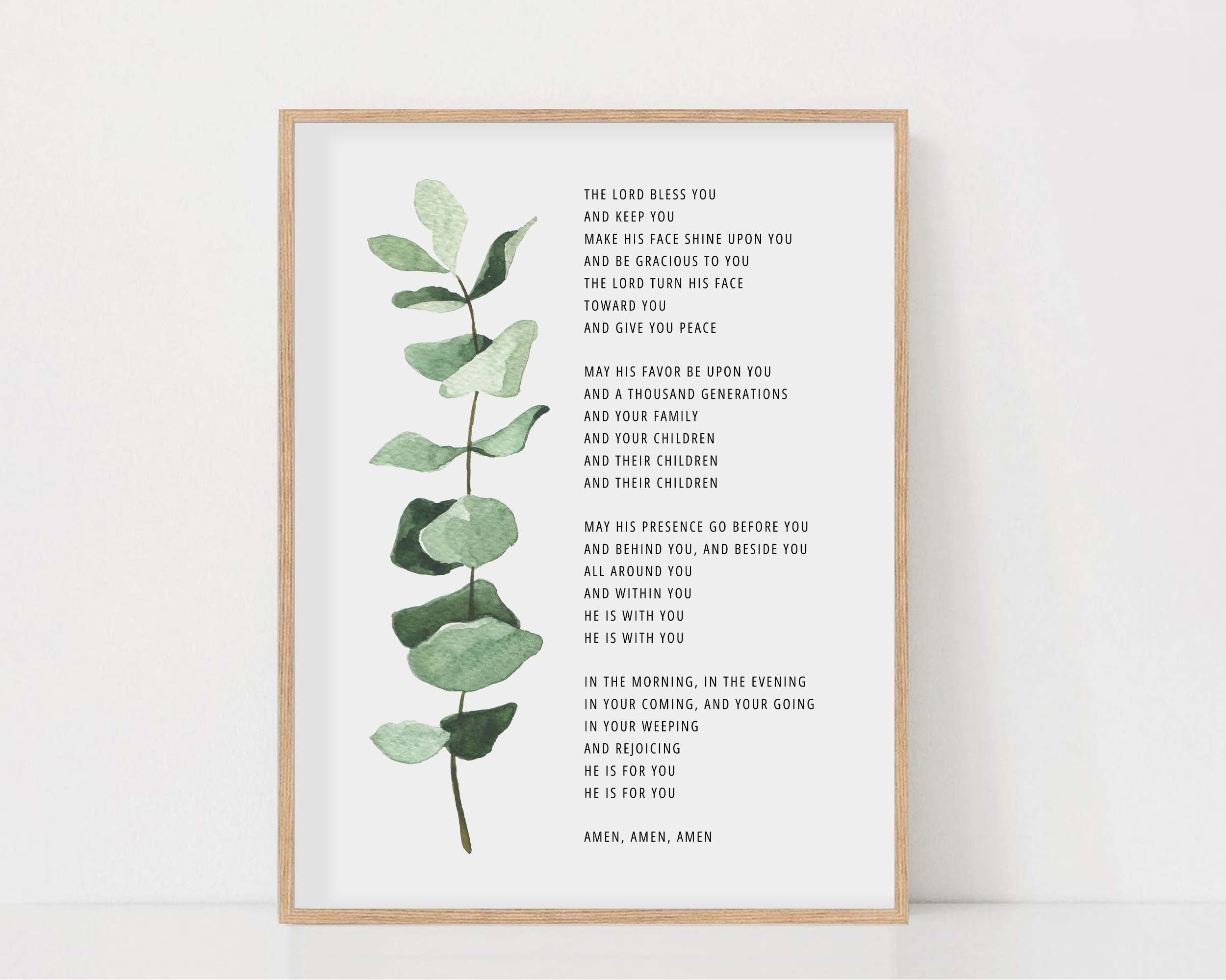 The Blessing Elevation Worship Lyrics Wall Art Print, Numbers 6:24-26 ...
