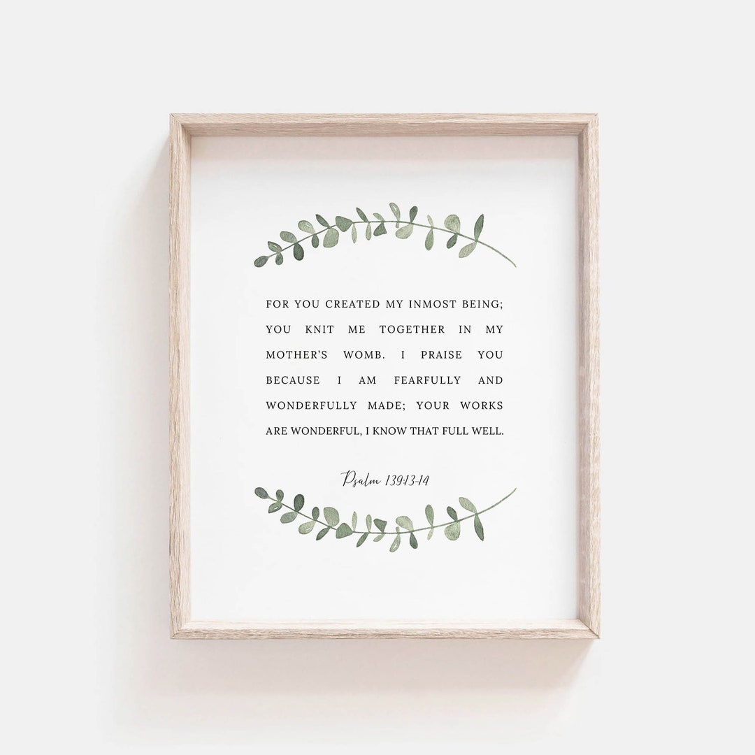 Psalm 139:13-14 Botanical Nursery Print, Scripture Wall Art (digital Download) - Etsy