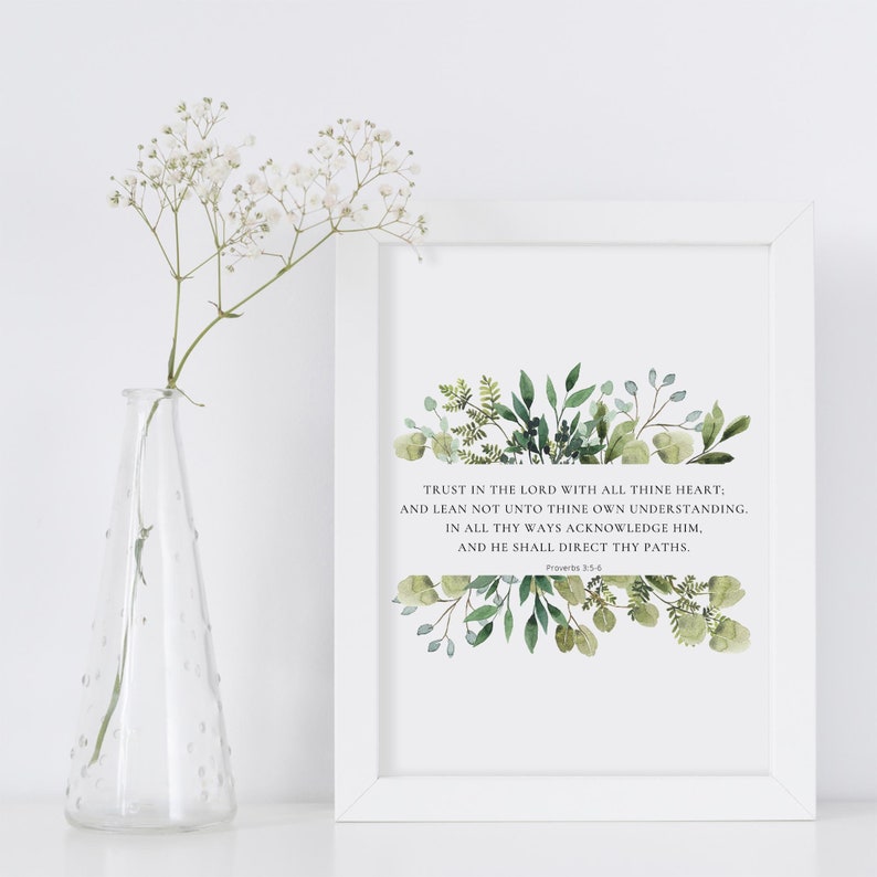 Proverbs 3:5-6 Christian Wall Art Print Trust in the Lord | Etsy