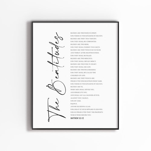 The Beatitudes Matthew 5:3-12 Christian Blessings Wall Art | Etsy