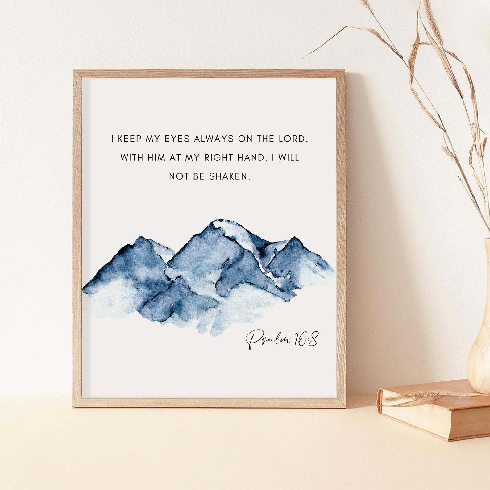 Psalm 16:8 I Will Not Be Shaken Bible Verse Wall Art Mountain - Etsy
