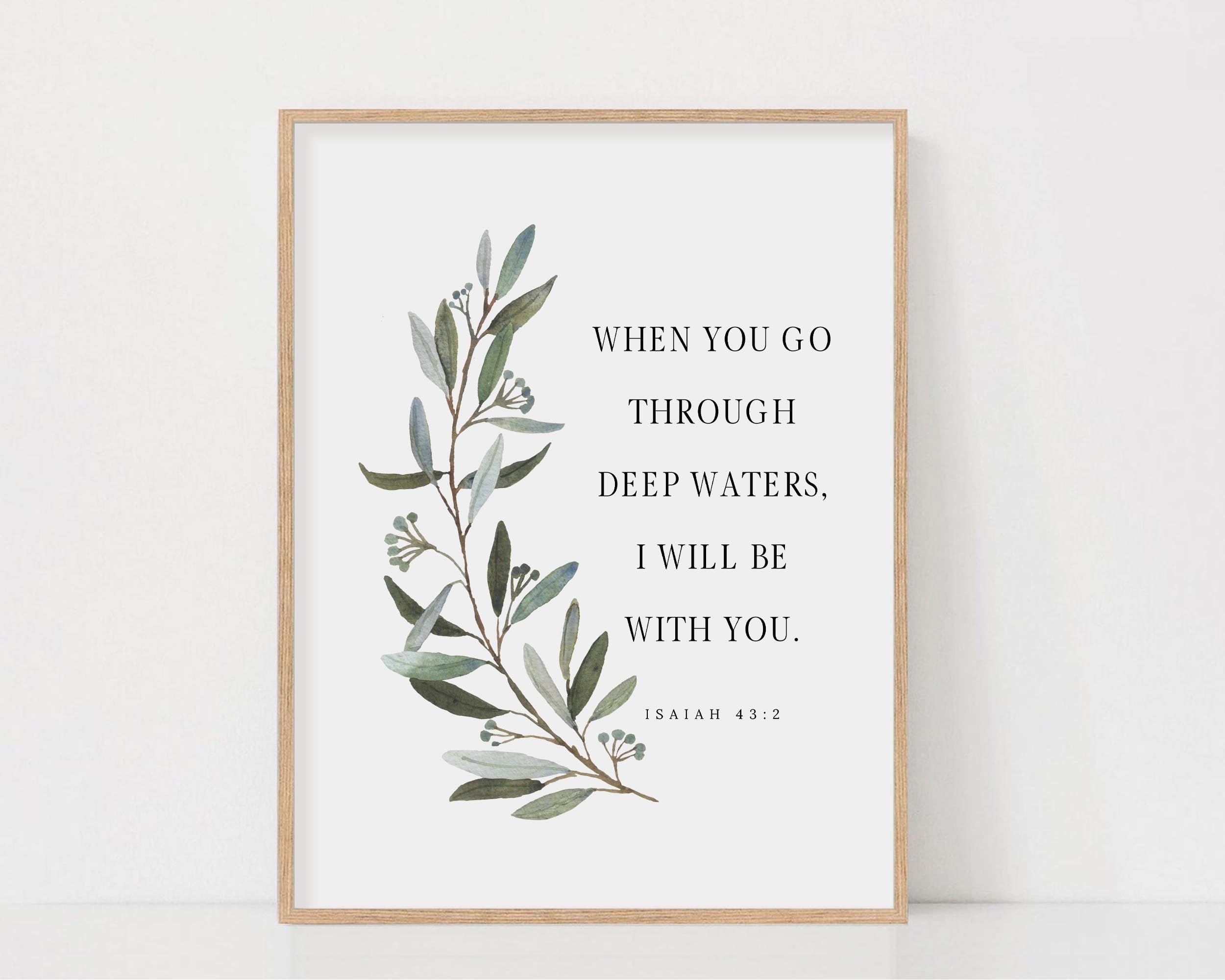 Isaiah 43:2 Wall Art, Bible Verse Wall Art Print, Botanical Scripture ...