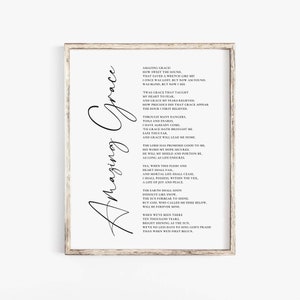 Amazing Grace Printable Wall Art, Christian Hymn Printable, Amazing ...