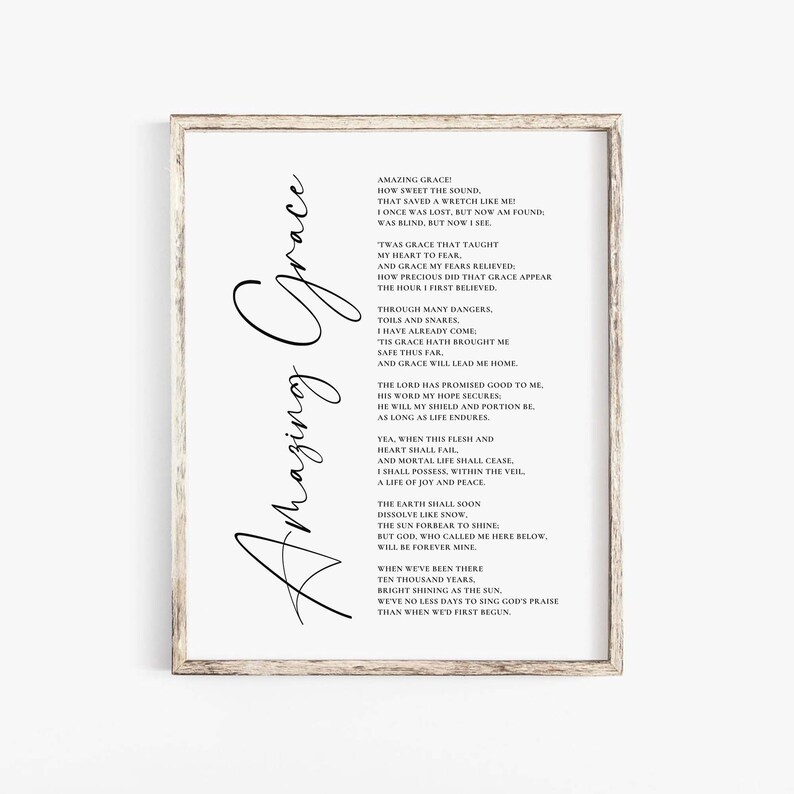 Amazing Grace Printable Wall Art, Christian Hymn Printable, Amazing ...