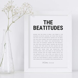 The Beatitudes, Matthew 5:3-12, Christian Blessings Wall Art, Bible ...