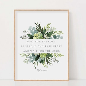 Psalm 27:14 Botanical Print, Christian Nursery Decor (digital Download ...