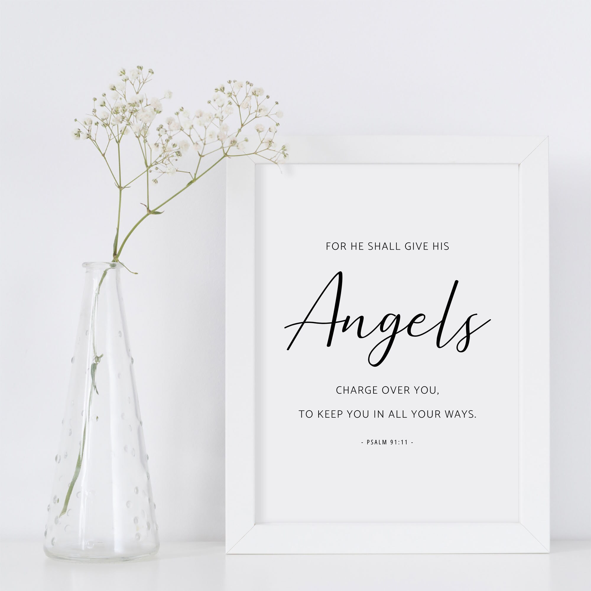 Psalm 91:11 Wall Art Bible Verse Poster Scripture Sign - Etsy