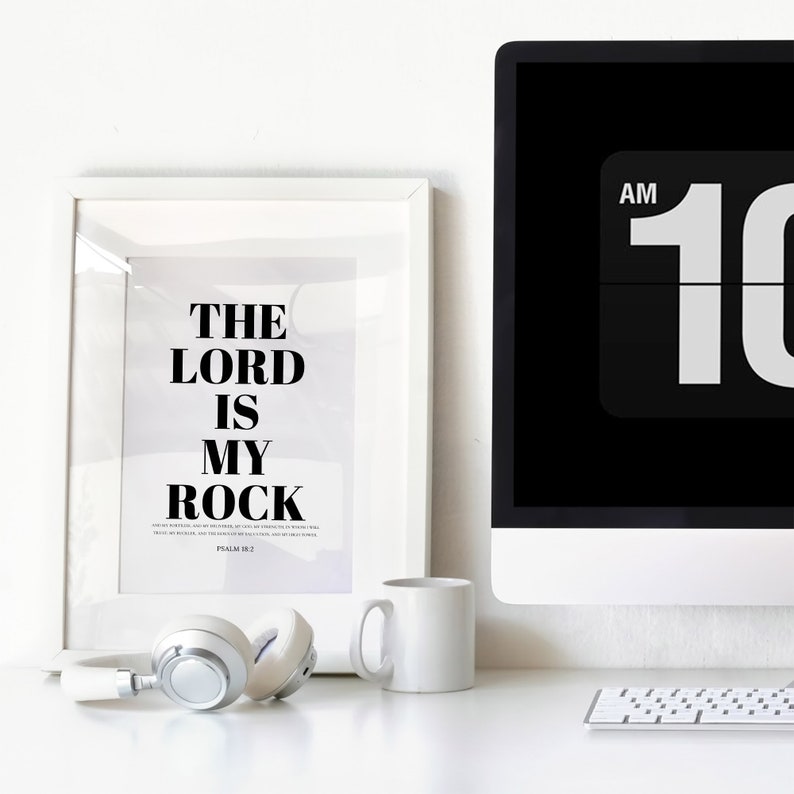 Psalm 18:2, Minimal Christian Wall Art, the Lord is My Rock, Bible ...