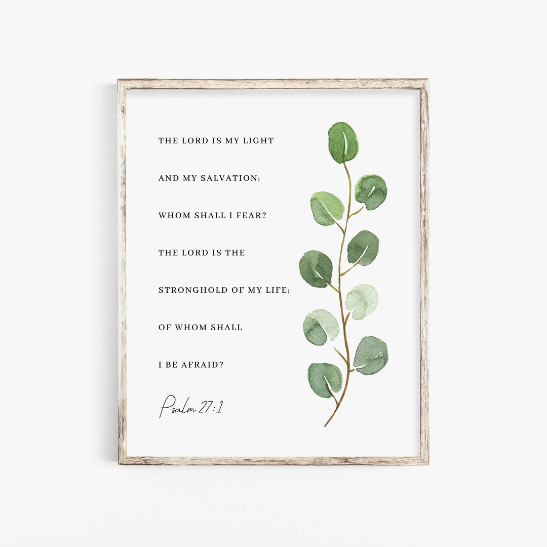 Psalm 27:1 Wall Art Print, Botanical Scripture Print for Christian Home ...
