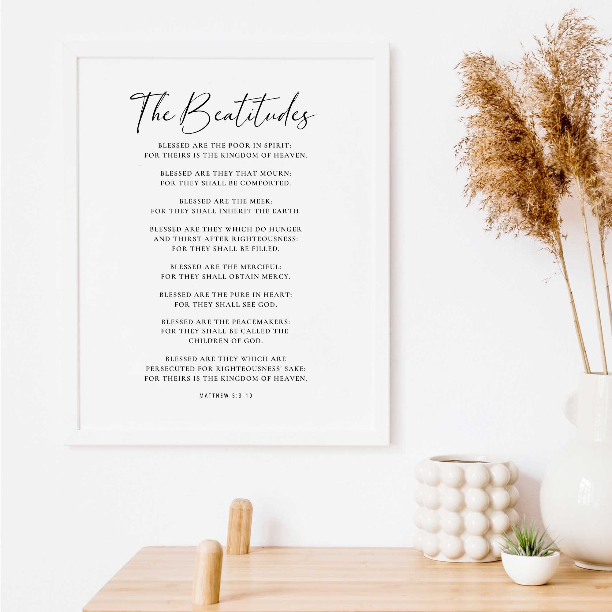The Beatitudes Matthew 5:3-10 Bible Verse Wall Art Scripture - Etsy