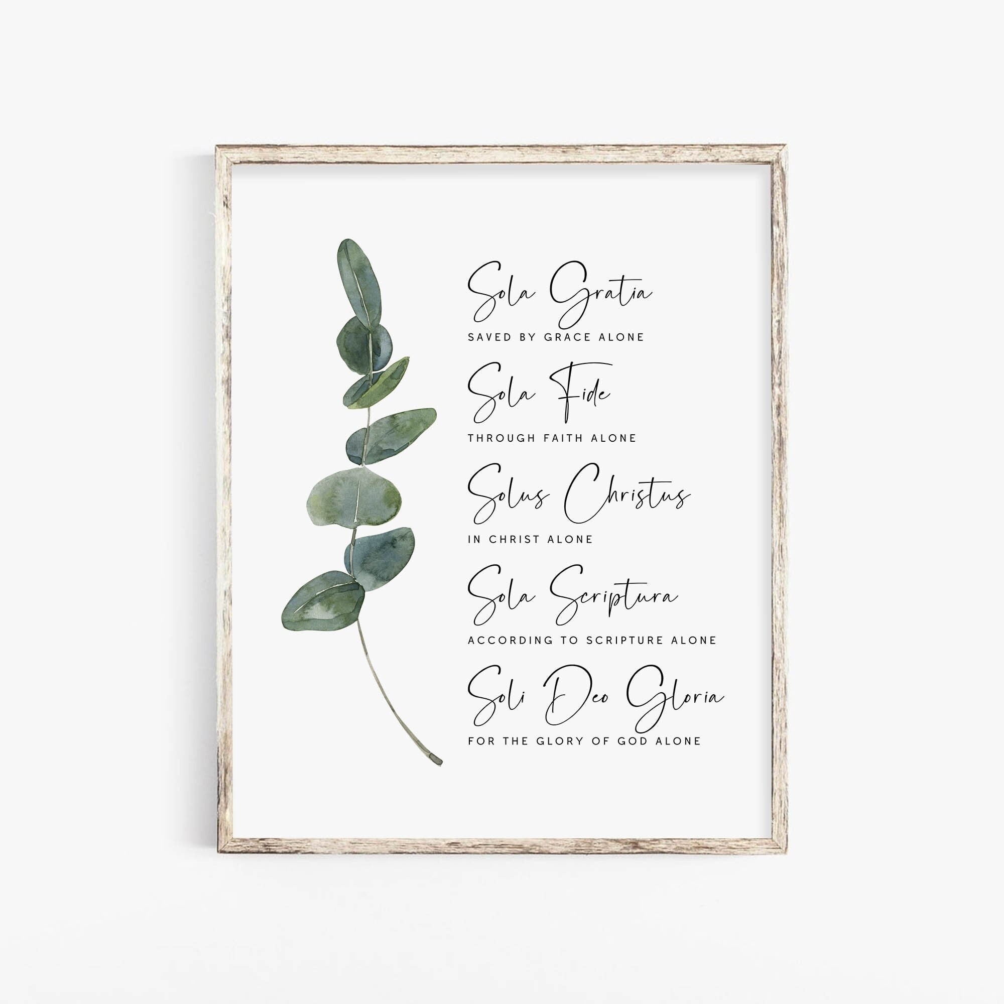 The Five Solas Wall Art 5 Solas Printable Christian Home | Etsy