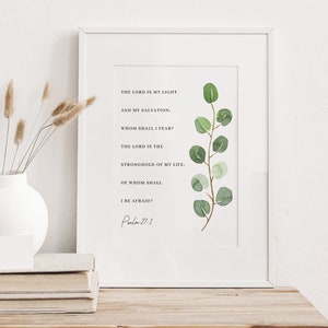 Psalm 27:1 Wall Art Print, Botanical Scripture Print for Christian Home ...