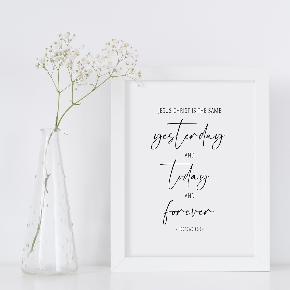 Hebrews 13:8 Minimal Christian Wall Art, Bible Verse Print, Modern ...