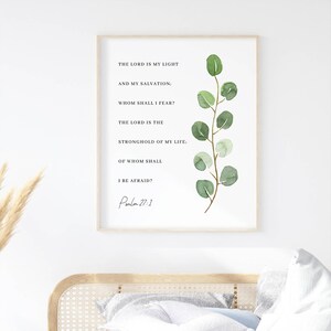 Psalm 27:1 Wall Art Print, Botanical Scripture Print for Christian Home ...