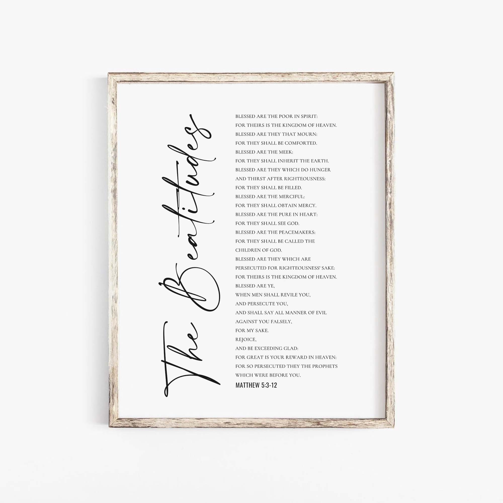 The Beatitudes Matthew 5:3-12 Christian Blessings Wall Art | Etsy