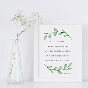Matthew 6:33 Seek First His Kingdom Bible Verse Wall Art Print ...