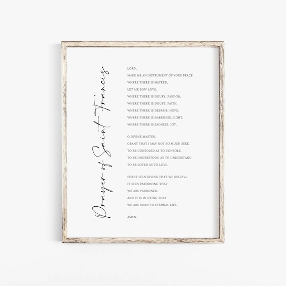 Prayer of Saint Francis Christian Wall Art Print Bible Verse | Etsy