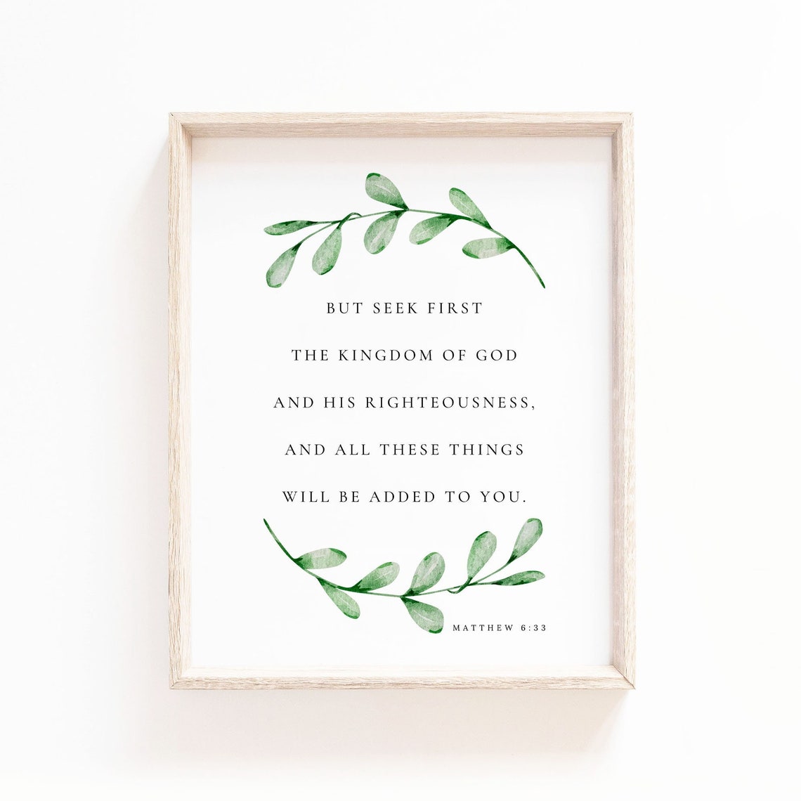 Matthew 6:33 Seek First His Kingdom Bible Verse Wall Art Print ...